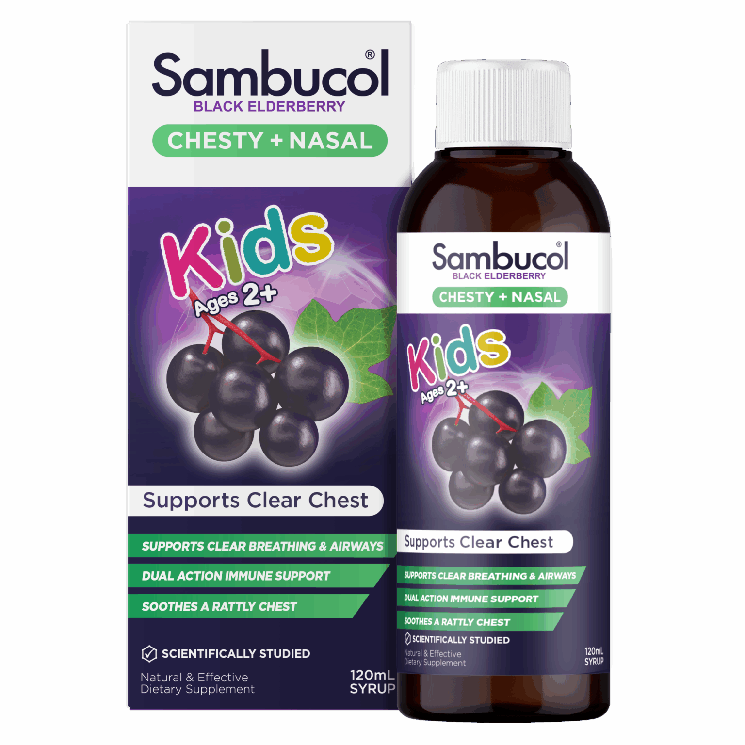 Sambucol Kids Chesty + Nasal Syrup 120mL | Sambucol Black Elderberry ...